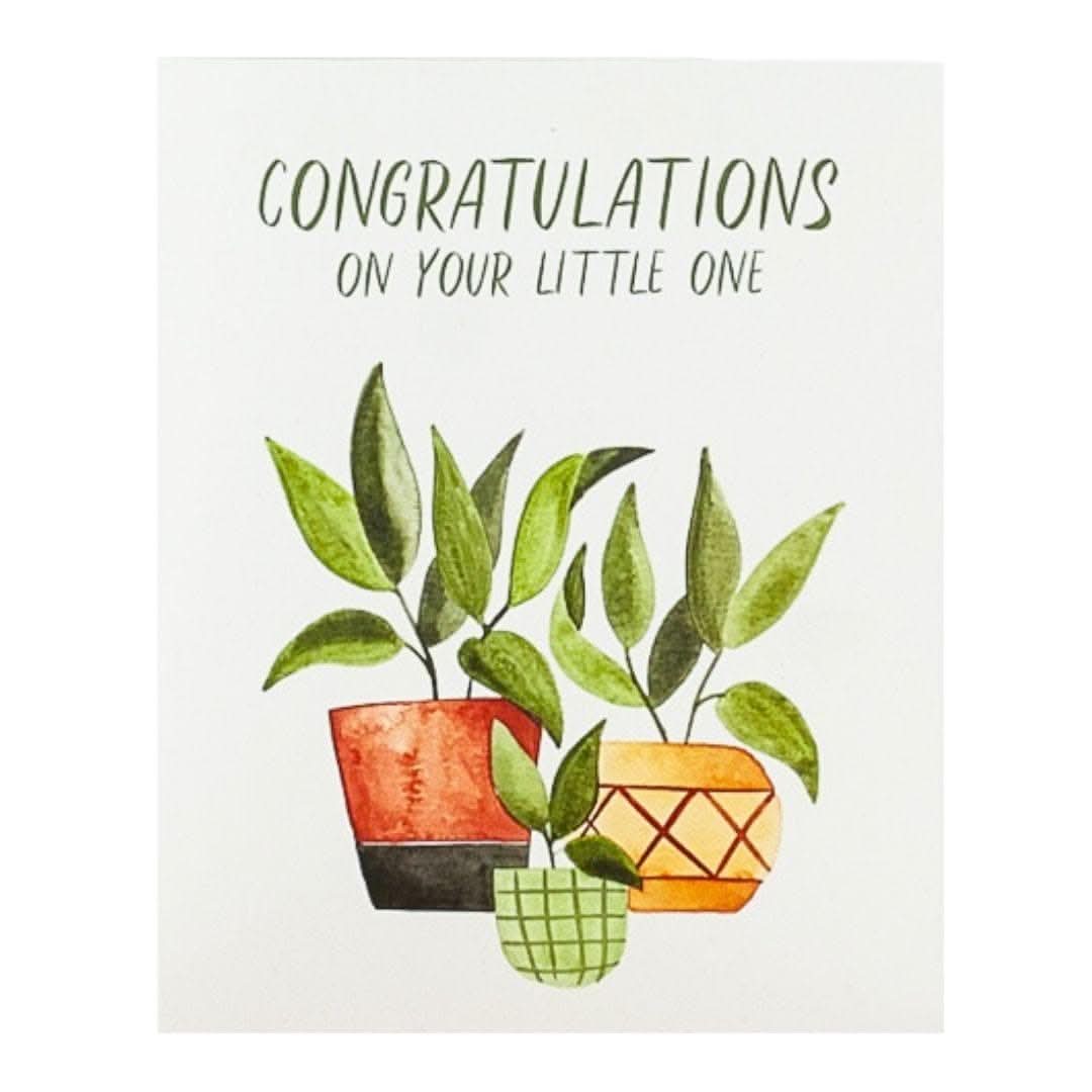 Congrats on Your Little One Card - Green Fresh Florals + Plants